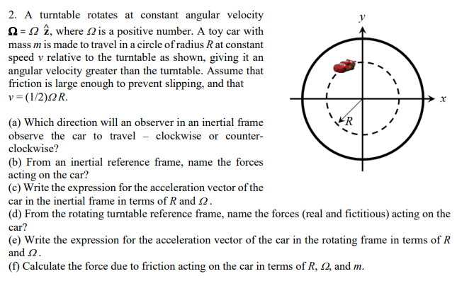 Solved 2. A turntable rotates at constant angular velocity 2 | Chegg.com