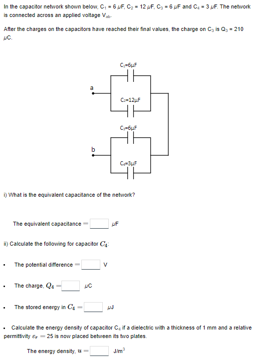 Solved In the capacitor network shown below, | Chegg.com