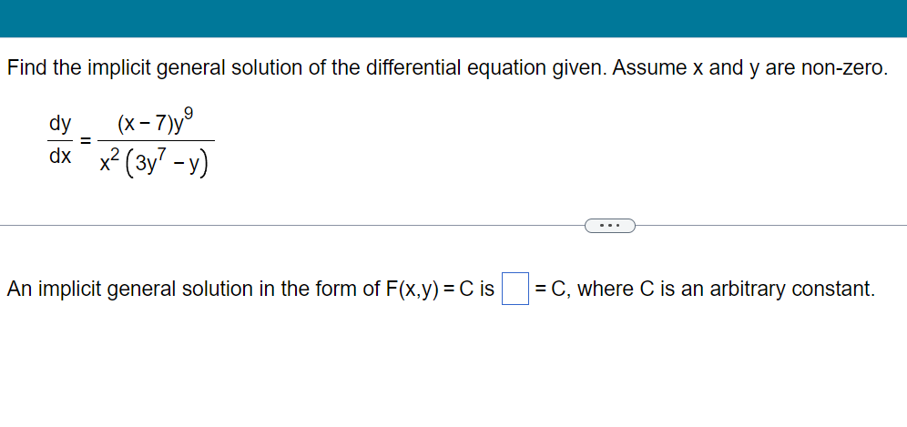 Solved Find the implicit general solution of the | Chegg.com