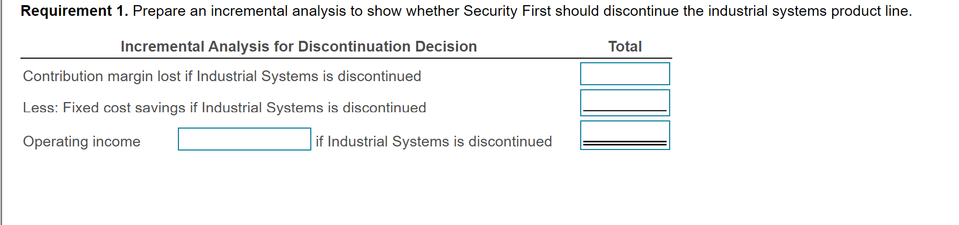 Solved Requirement 1. Prepare an incremental analysis to | Chegg.com
