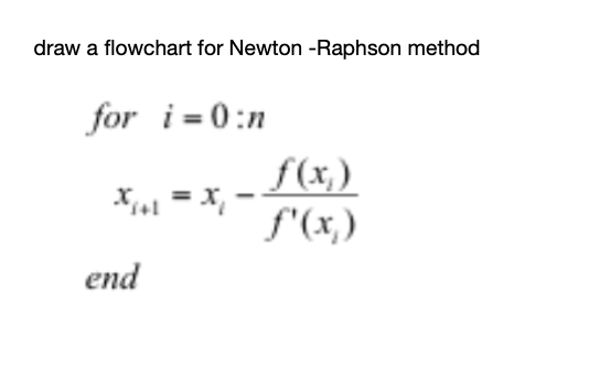 Solved draw a flowchart for Newton-Raphson method for i = | Chegg.com