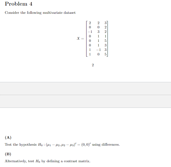 Solved Problem 4 Consider the following multivariate dataset | Chegg.com