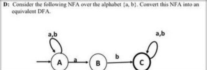 Solved D: Consider the following NFA over the alphabet (a, | Chegg.com