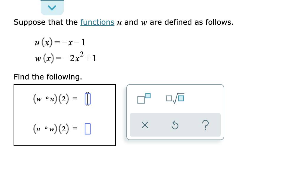Solved Suppose that the functions u and w are defined as | Chegg.com