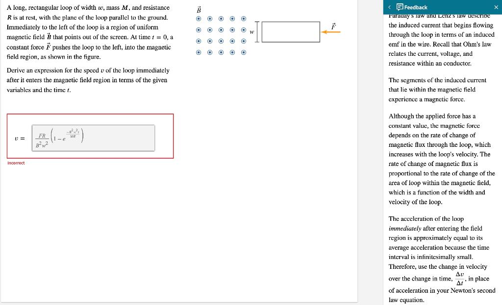 Solved A long, rectangular loop of width w, mass M, and | Chegg.com