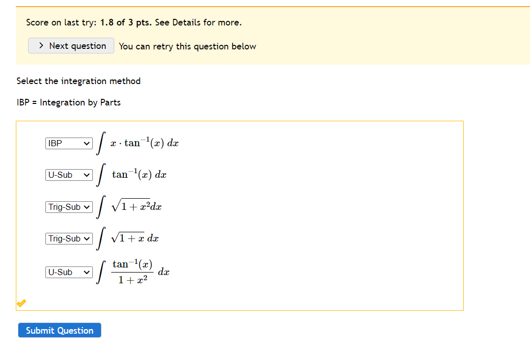 Solved Select the integration method U-sub, Trig-sub, or IBP | Chegg.com