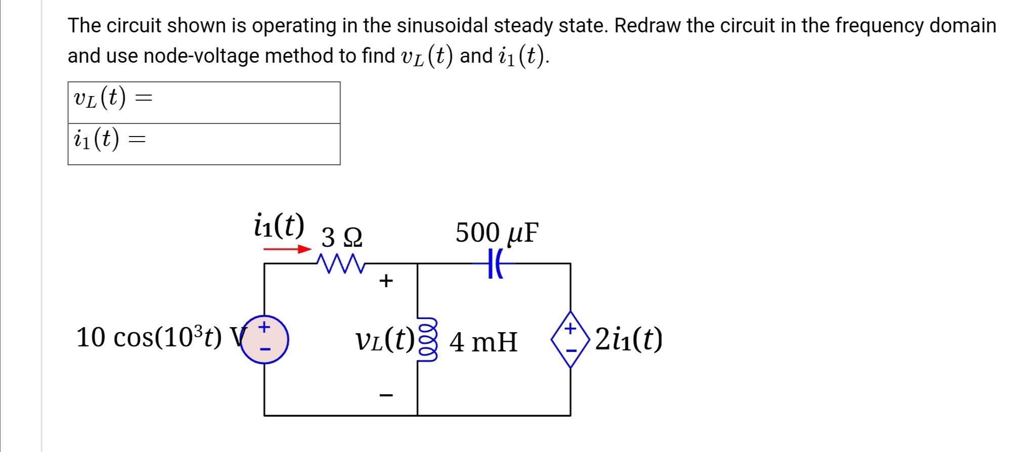 Solved The circuit shown is operating in the sinusoidal | Chegg.com