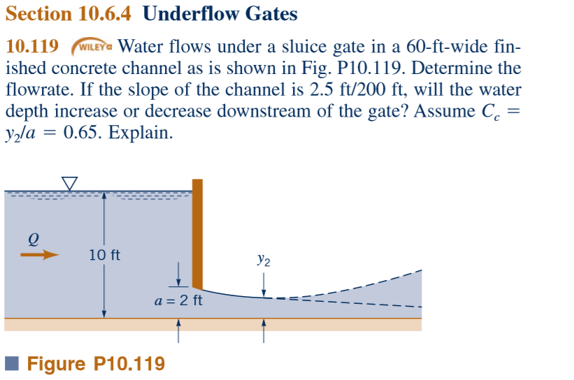 Solved Section 10.6.4 Underflow Gates 10.119WILEr Water | Chegg.com