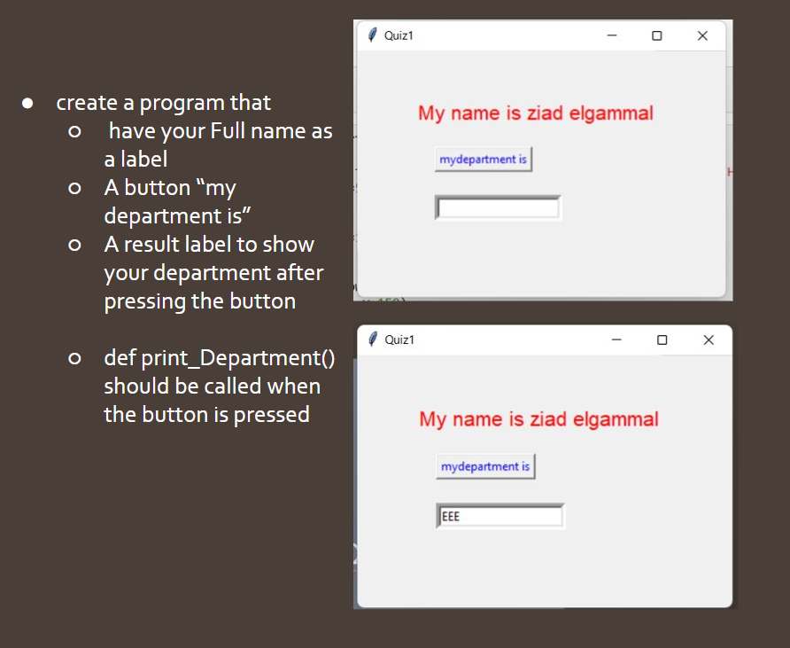 Solved create a program that have your Full name as a label | Chegg.com