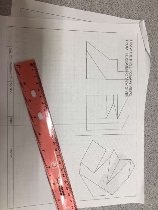 Solved DRAW THE THREE PRIMARY VIEWS FROM THE ISOMETRIC VIEW | Chegg.com
