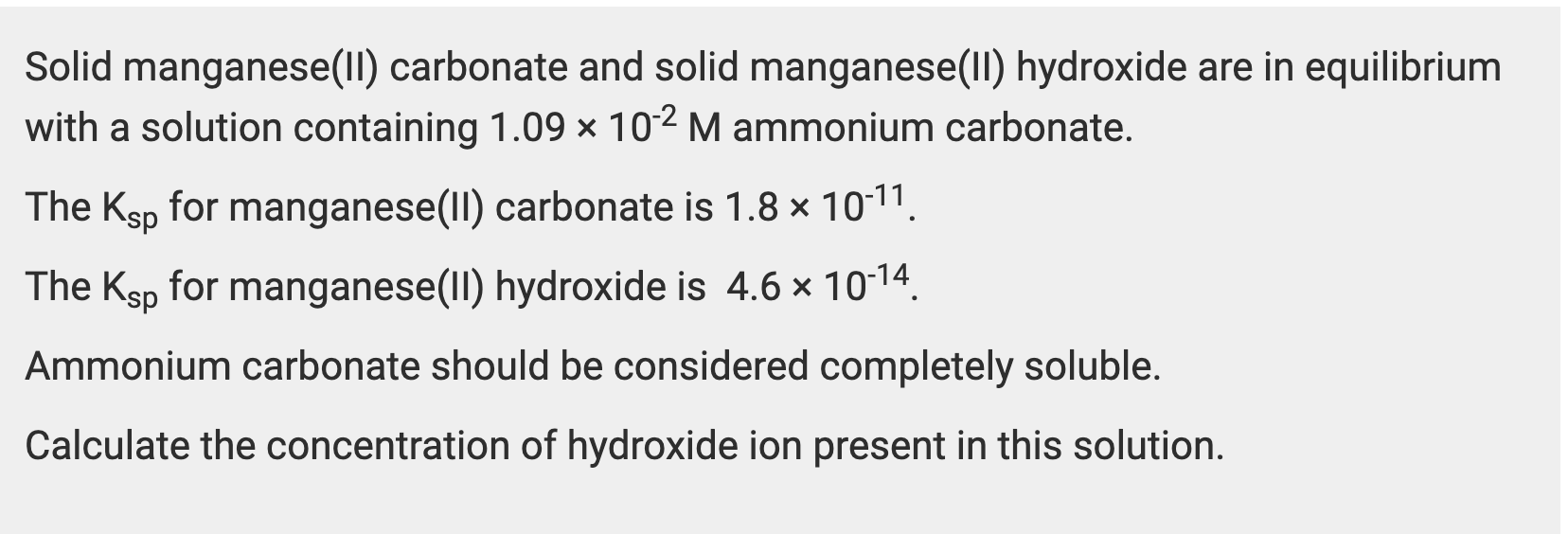 Solved Solid manganese(II) carbonate and solid manganese(II) | Chegg.com