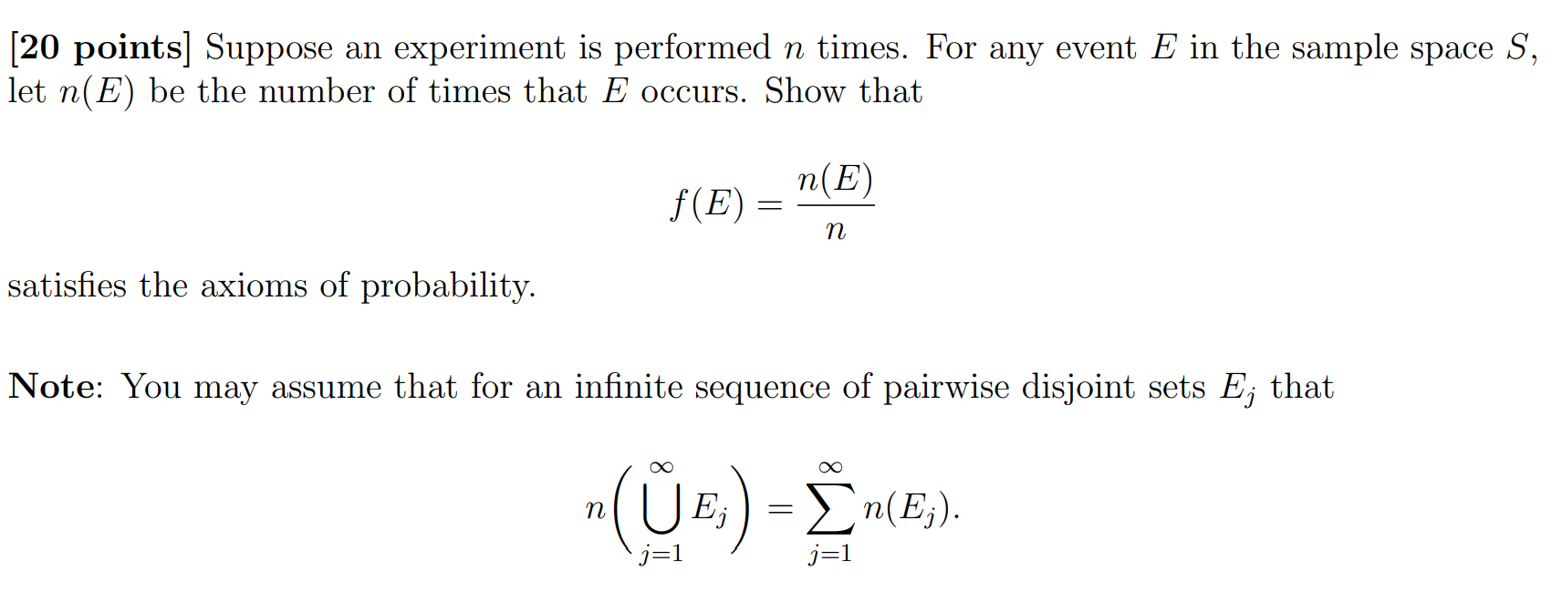 Solved [20 points] Suppose an experiment is performed n | Chegg.com