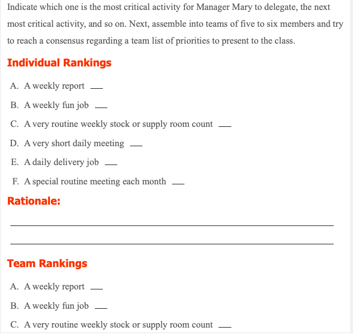 Solved Delegating Simulation Problem: Mary Manager has taken | Chegg.com