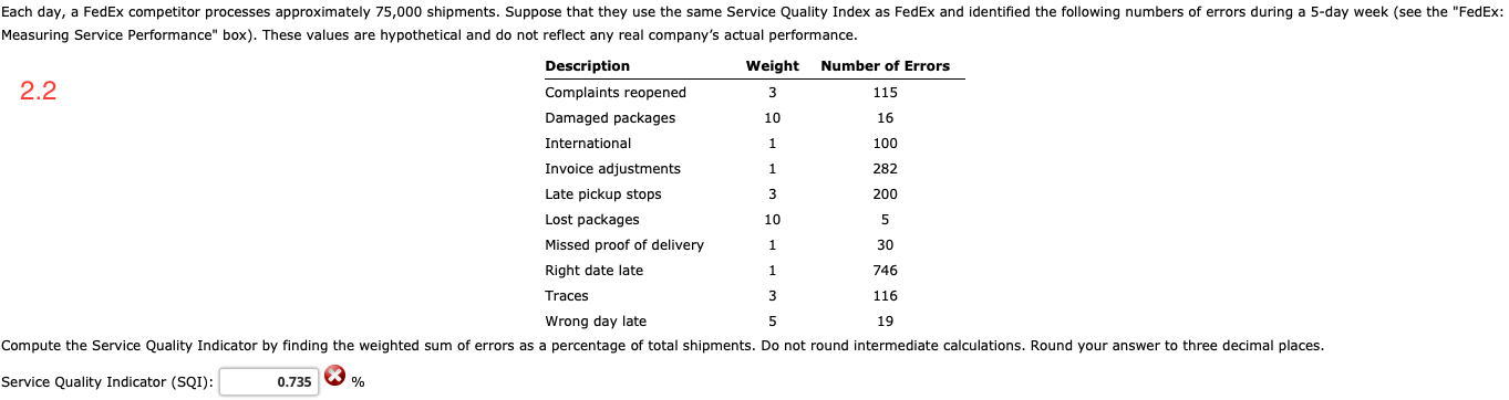 Solved Measuring Service Performance" box). ﻿These values | Chegg.com