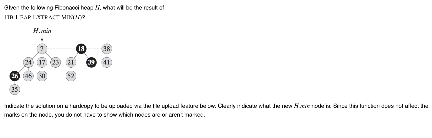 Solved Given the following Fibonacci heap H, what will be | Chegg.com