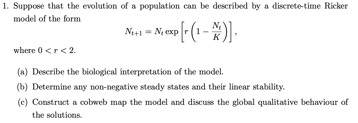 1. Suppose that the evolution of a population can be | Chegg.com