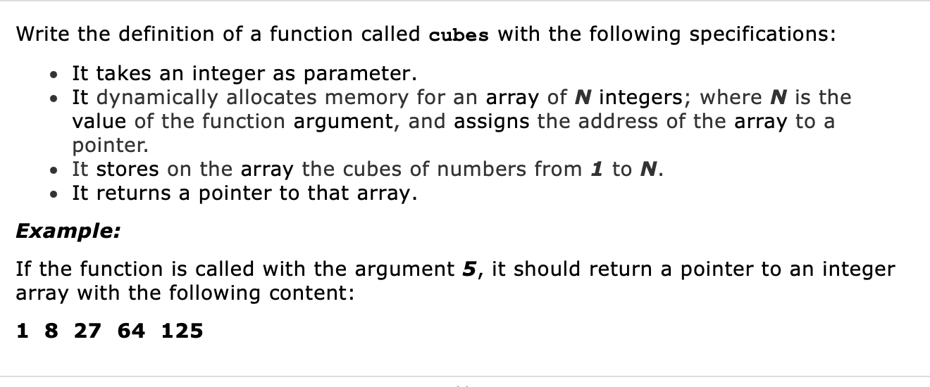 Solved Write the definition of a function called cubes with | Chegg.com