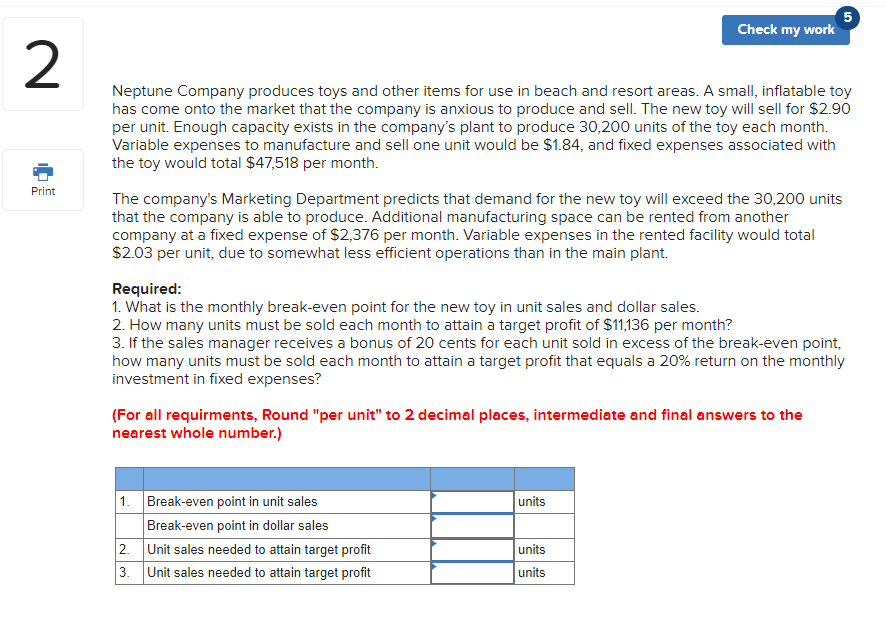 Solved 5 Check my work 2 Neptune Company produces toys and | Chegg.com