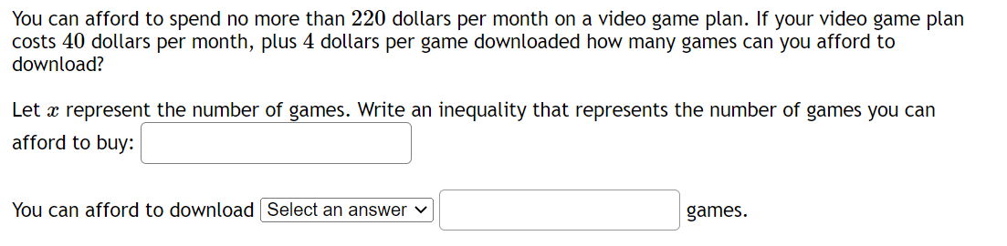 Solved You can afford to spend no more than 220 dollars per | Chegg.com