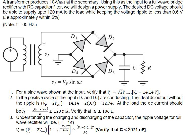 Solved A transformer produces 10-VRMs at the secondary. | Chegg.com