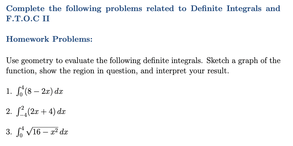 Solved Complete the following problems related to Definite | Chegg.com