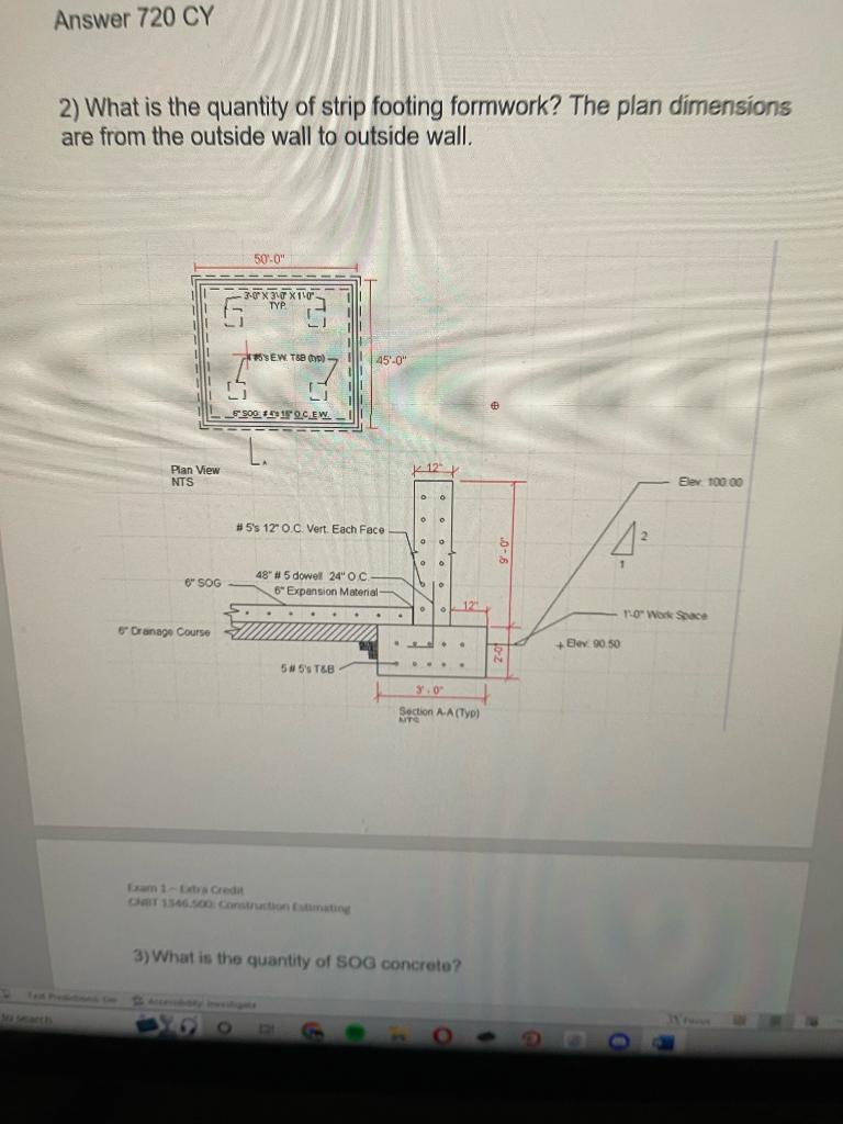 Solved 2) What is the quantity of strip footing formwork? | Chegg.com