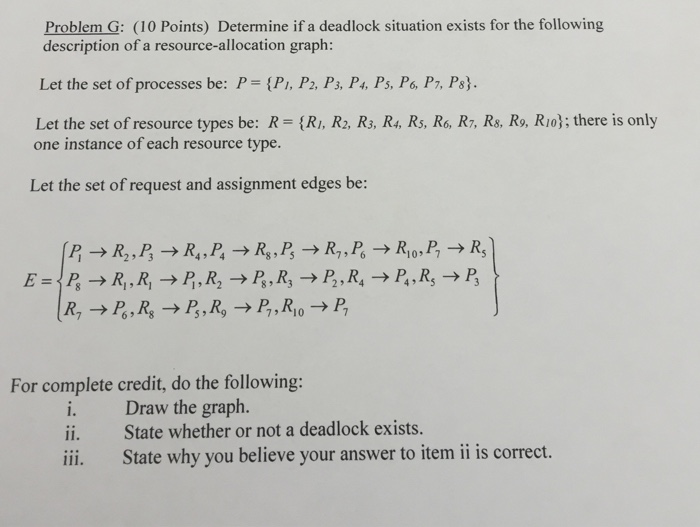 Solved Determine if a deadlock situation exists for the | Chegg.com