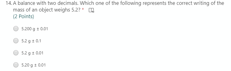 Solved 14. A balance with two decimals. Which one of the | Chegg.com