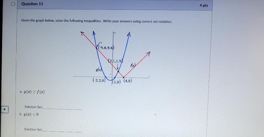 Solved Question 11 4 pts Given the graph below, solve the | Chegg.com