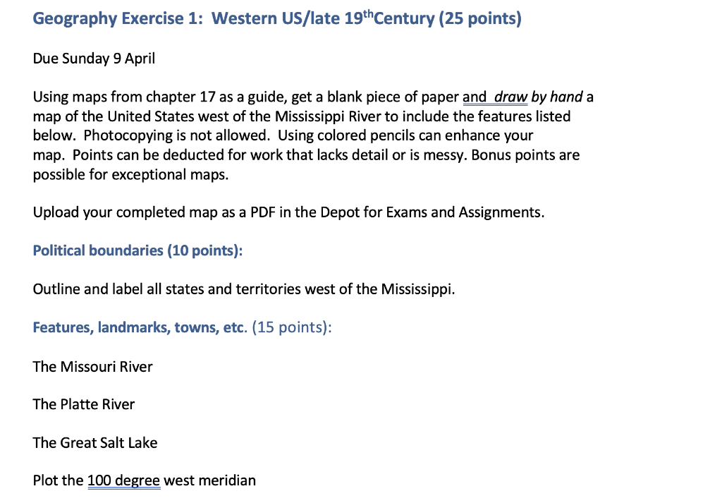Due Sunday 9 April Using maps from chapter 17 as a | Chegg.com