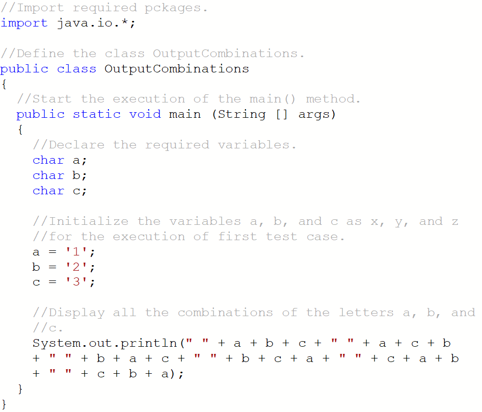 (Solved) - CHALLENGE ACTIVITY 2.12.2: Outputting all combinations Output all... (1 Answer ...