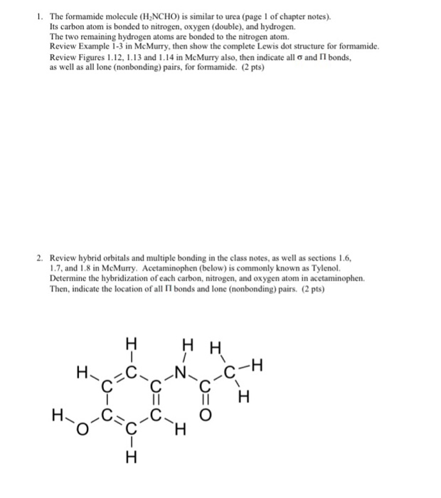 Solved 1. The formamide molecule (H2NCHO) is similar to urea | Chegg.com