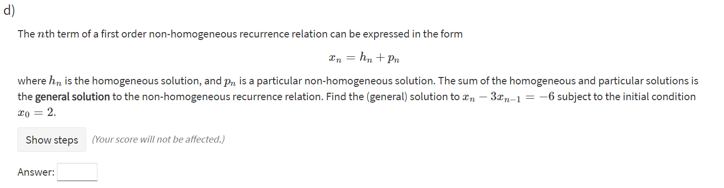 Solved A recurrence relation is an equation which can be | Chegg.com