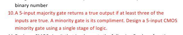 Solved binary number 10.A 5-input majority gate returns a | Chegg.com