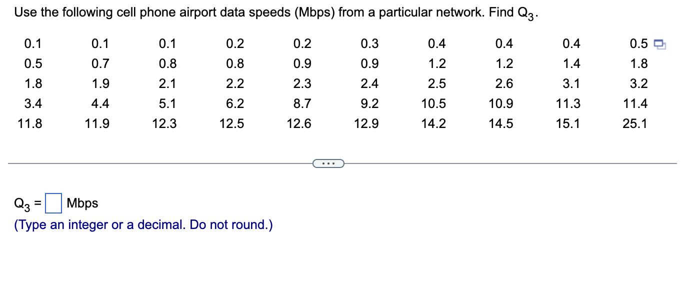 Solved Q3=Mbps (Type an integer or a decimal. Do not round.) | Chegg.com
