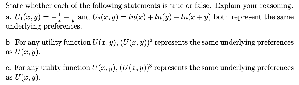 Solved State whether each of the following statements is | Chegg.com