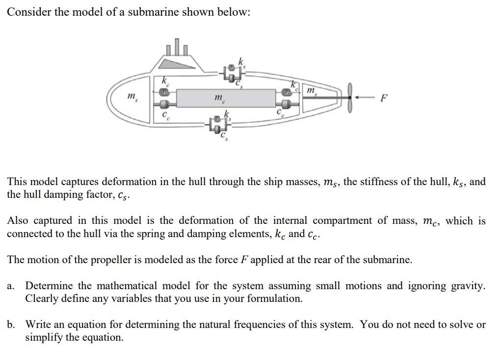 Solved Consider the model of a submarine shown below: This | Chegg.com