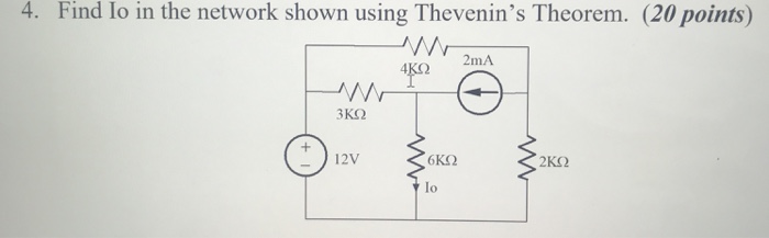 Solved 4. Find Io in the network shown using Thevenin's | Chegg.com