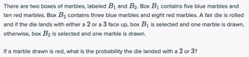 Solved There are two boxes of marbles, labeled By and B2. | Chegg.com
