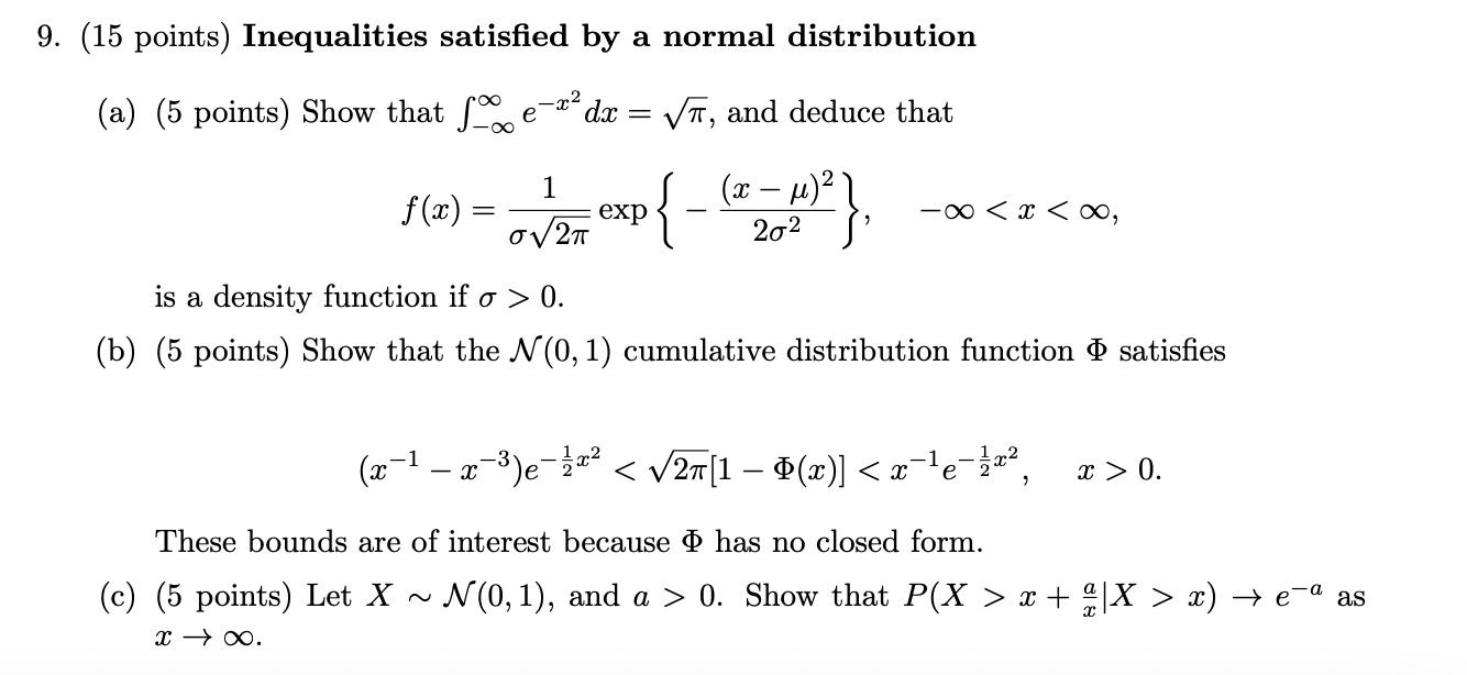 (15 points) Inequalities satisfied by a normal | Chegg.com