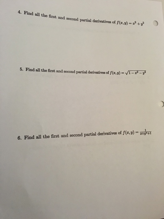 Solved Find all the first and second partial derivatives of | Chegg.com