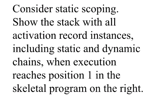 Consider Static Scoping Show The Stack With All 