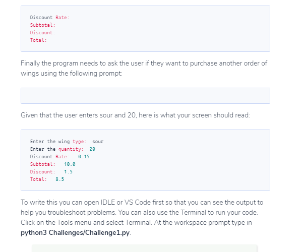 Solved Codio Challenge Create Program Ask User Number Chicken Wings Wings Want Order 2210