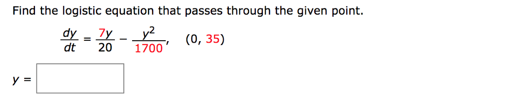 Solved Find the logistic equation that passes through the | Chegg.com