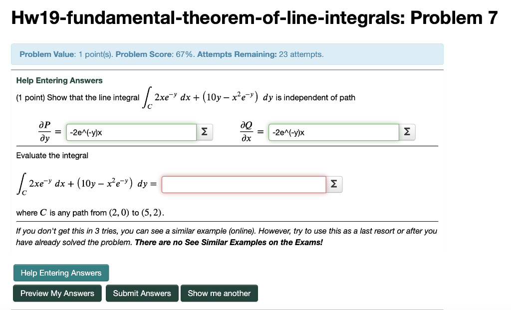 Solved Hw19-fundamental-theorem-of-line-integrals: Problem 7 | Chegg.com