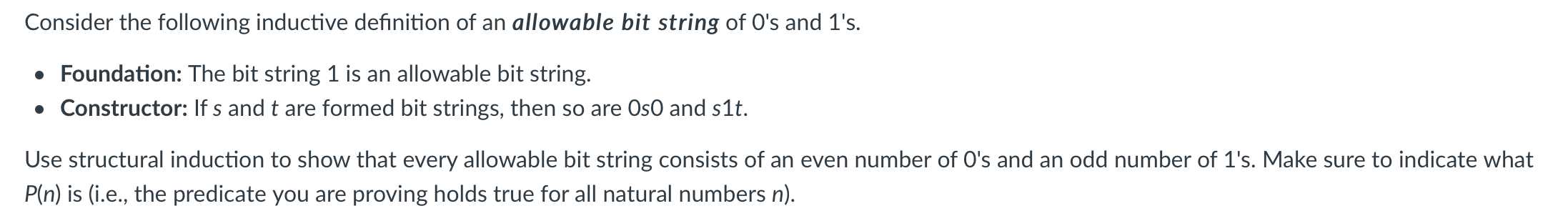 Solved Consider the following inductive definition of an | Chegg.com