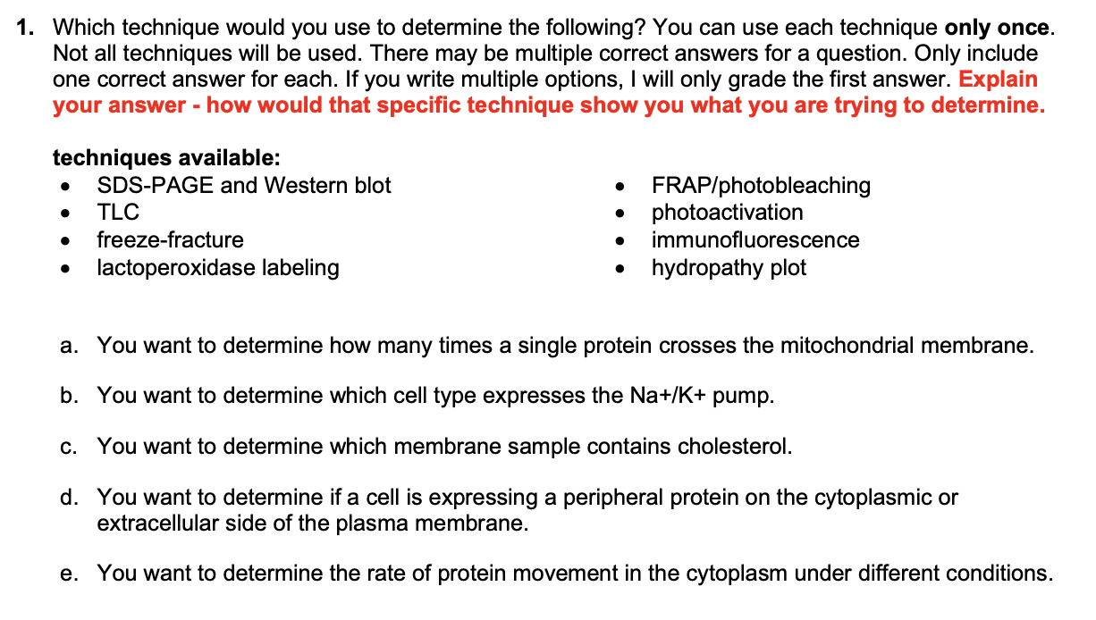 Solved Which technique would you use to determine the | Chegg.com