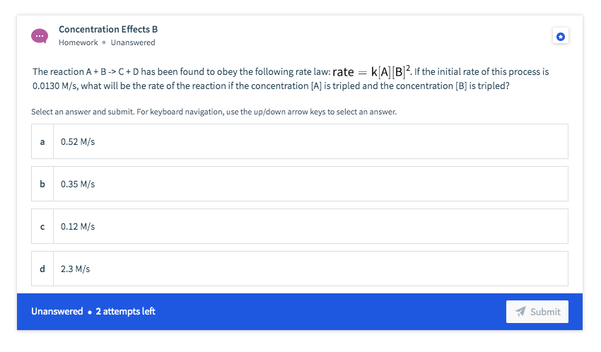 Solved Concentration Effects B Homework. Unanswered The | Chegg.com