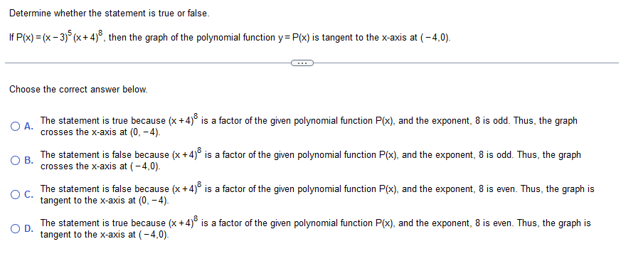 Solved Determine whether the statement is true or false. If | Chegg.com