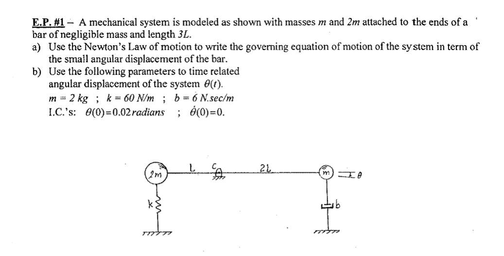 Solved E.P.\#1 - A mechanical system is modeled as shown | Chegg.com